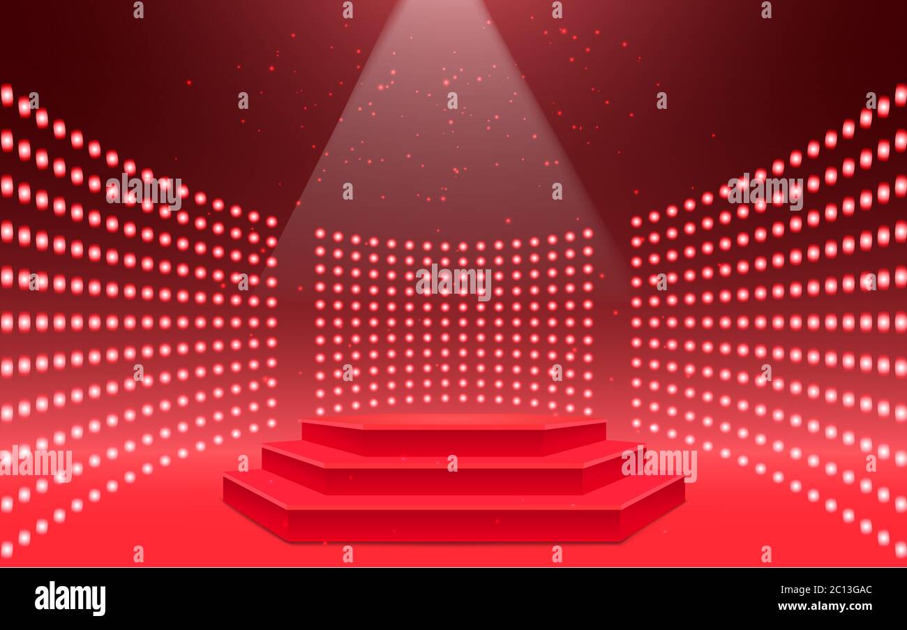 red podium and red spotlight on the studio room Stock Vector Image ...