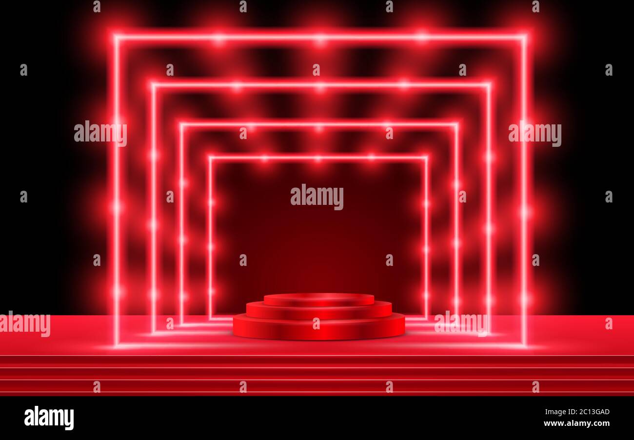 red podium and red spotlight on the studio room Stock Vector Image ...