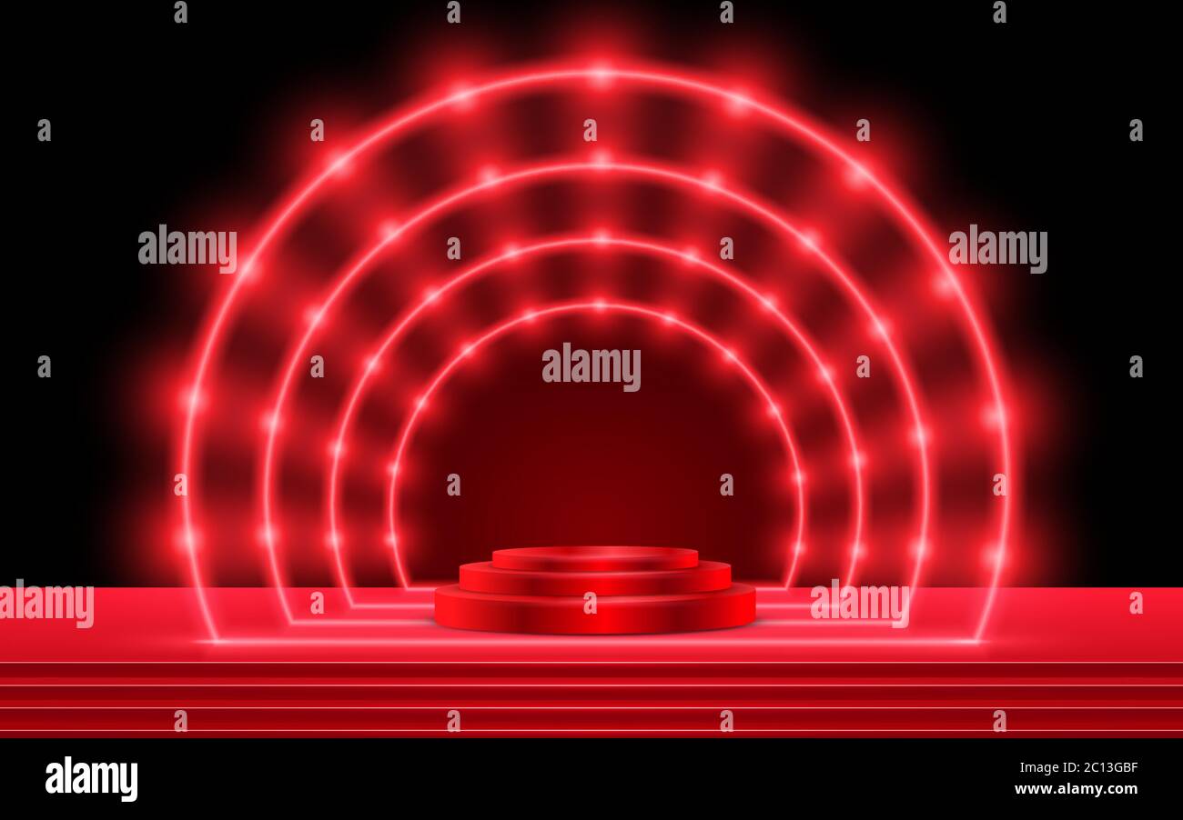 red podium and red spotlight on the studio room Stock Vector Image ...