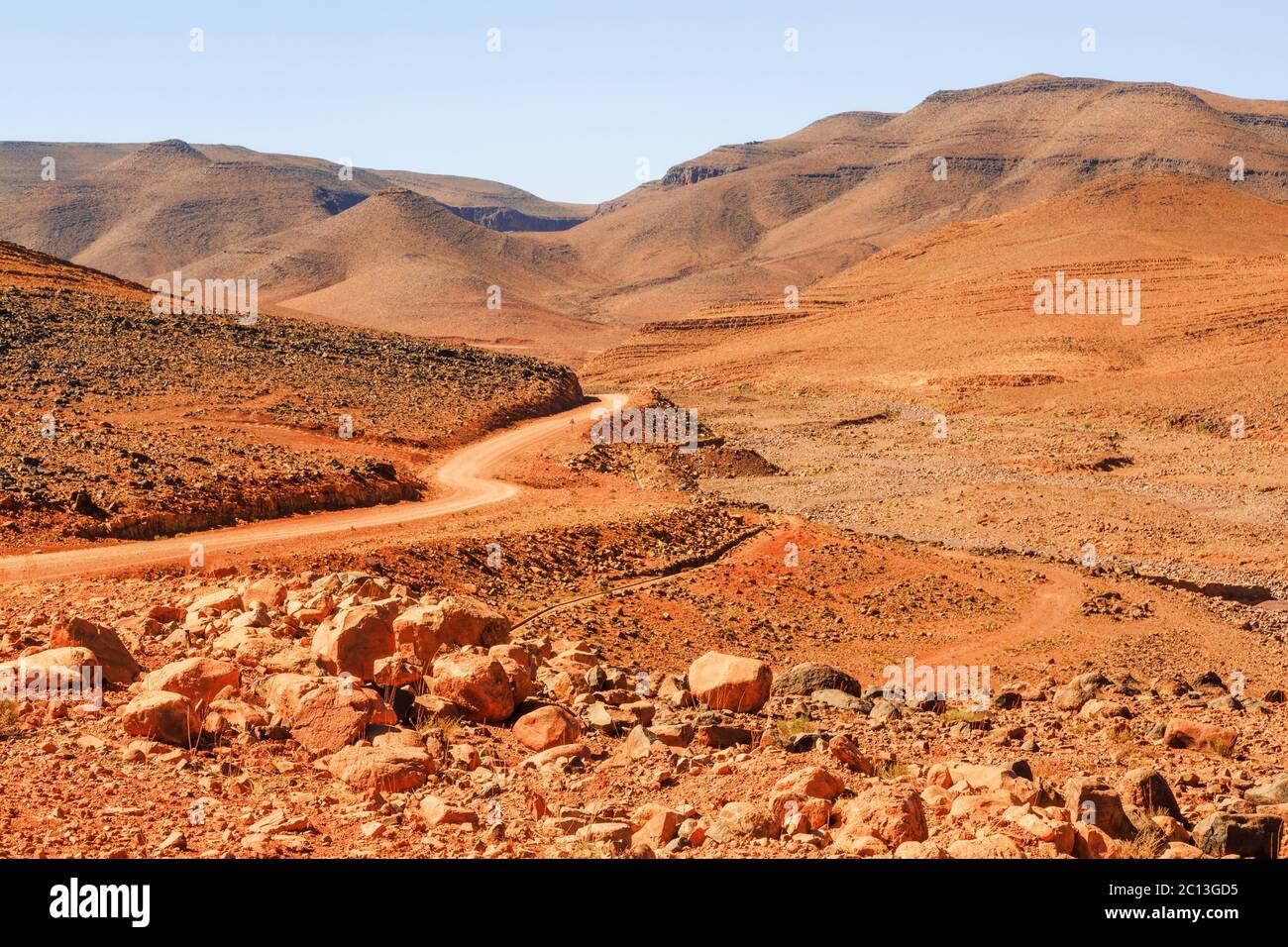 Beautiful Moroccan Mountain landscape in desert with blue sky Stock ...