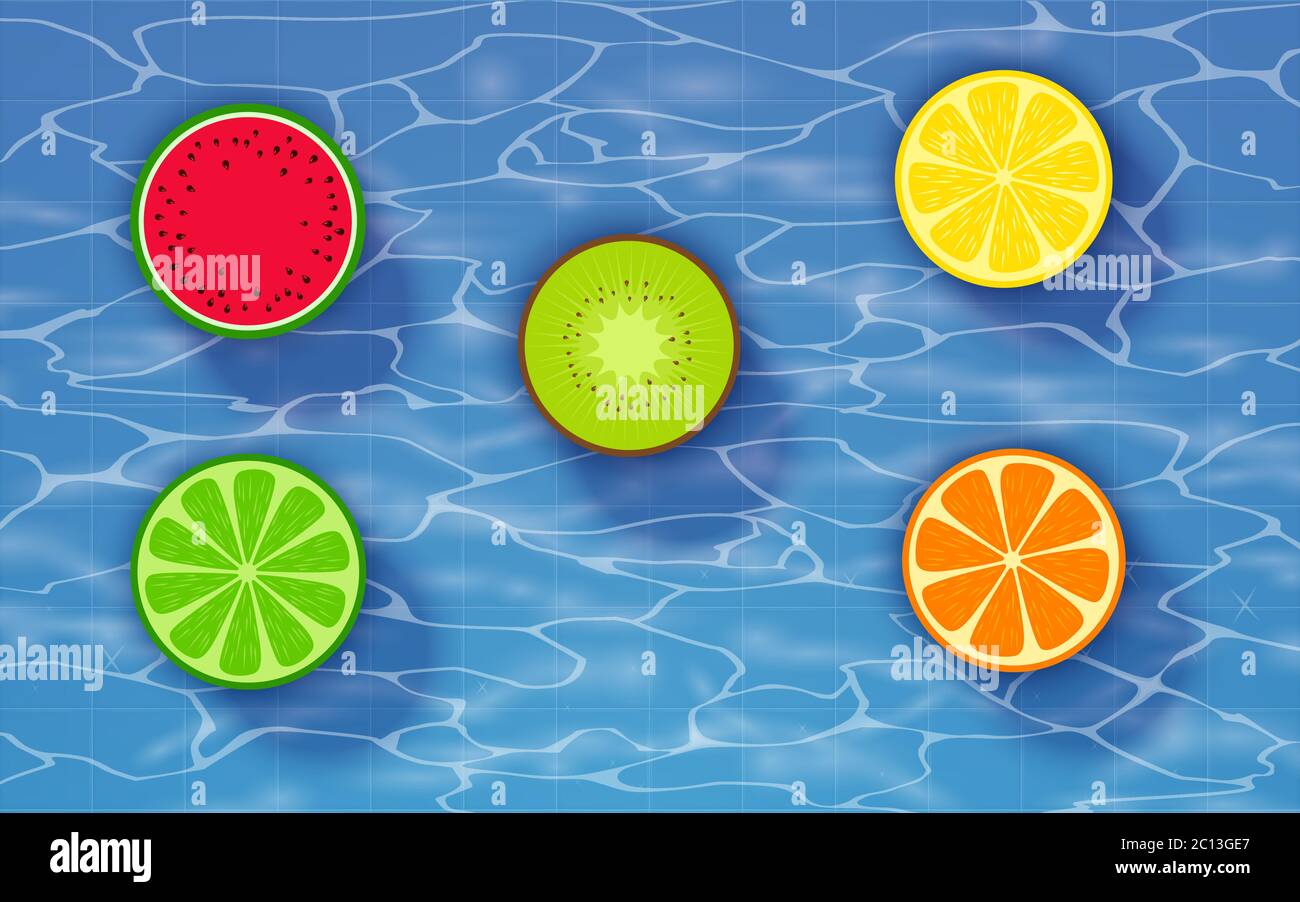 mixed fruit on the water in the pool Stock Vector Image & Art - Alamy