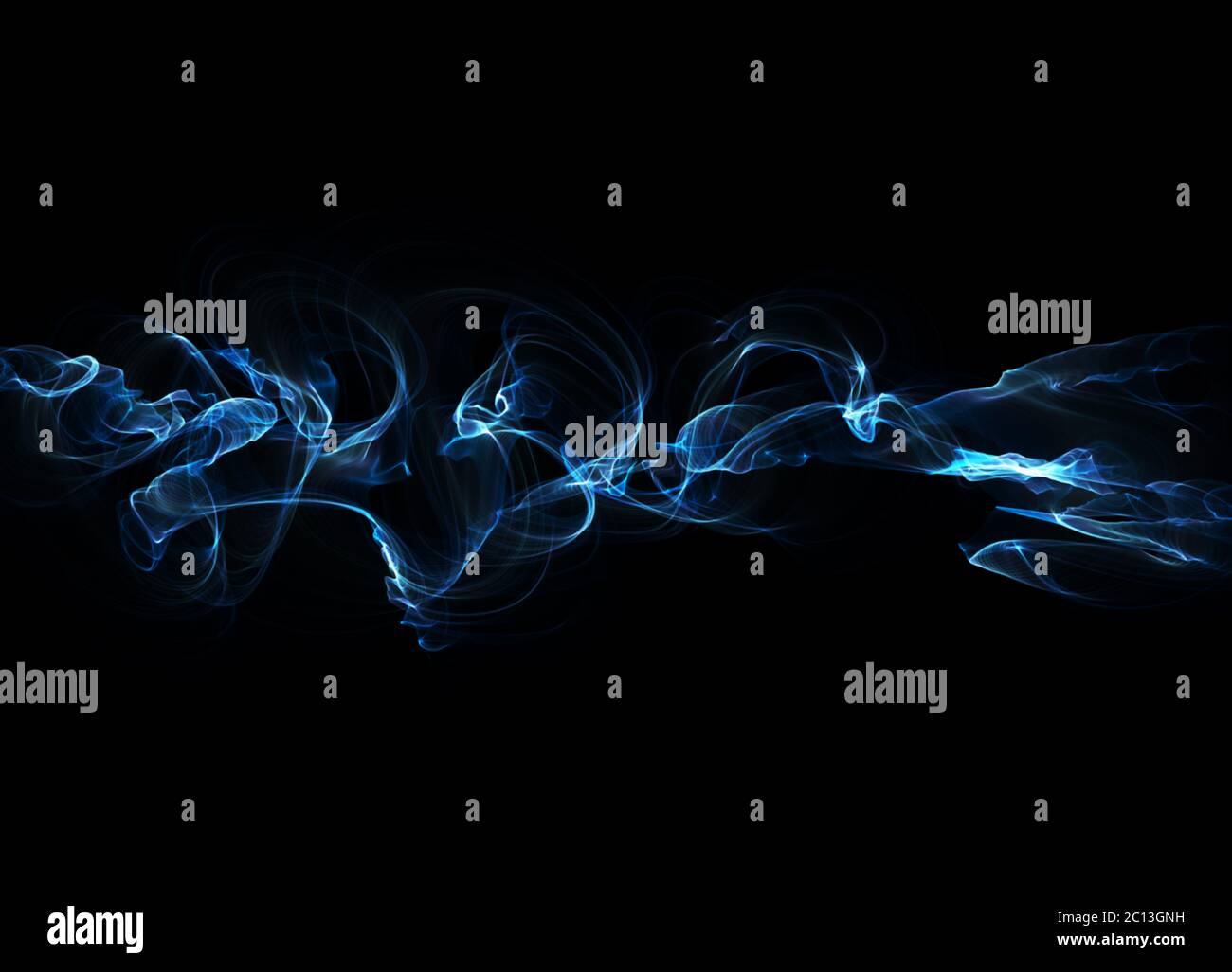 abstract blue wavy smoke flame over black background Stock Photo - Alamy