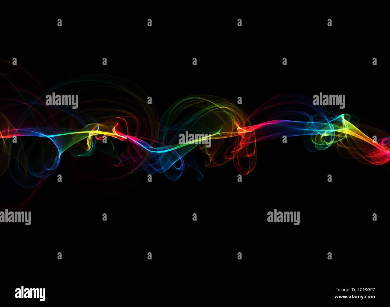 abstract colorful wavy smoke flame over black background Stock Photo ...