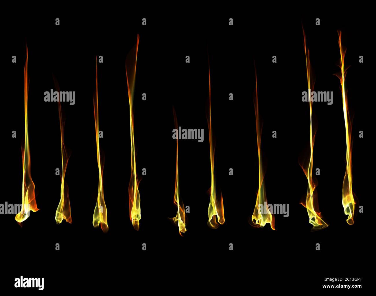 Set of abstract red smoke fire brushes over black background. Wavy ...