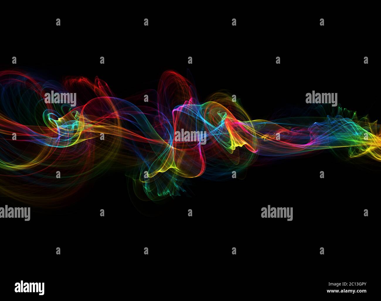 abstract colorful wavy smoke flame over black background Stock Photo ...