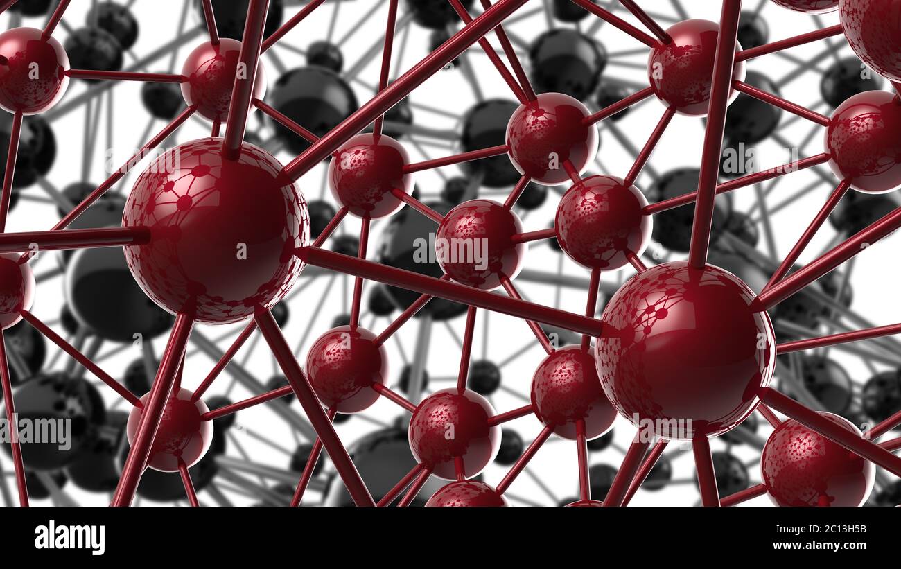 black and red Molecular geometric chaos abstract structure. Science ...