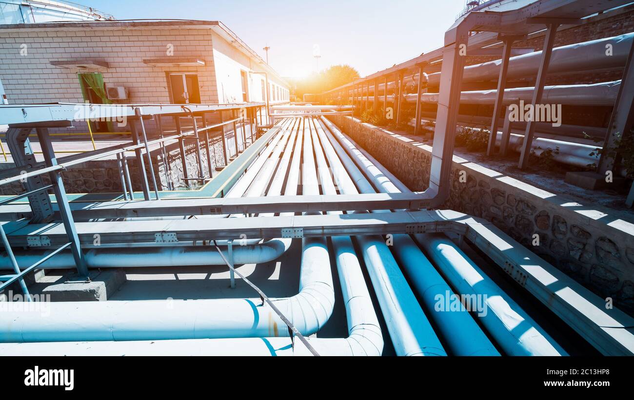 pipe line on top of building at sunrise Stock Photo - Alamy