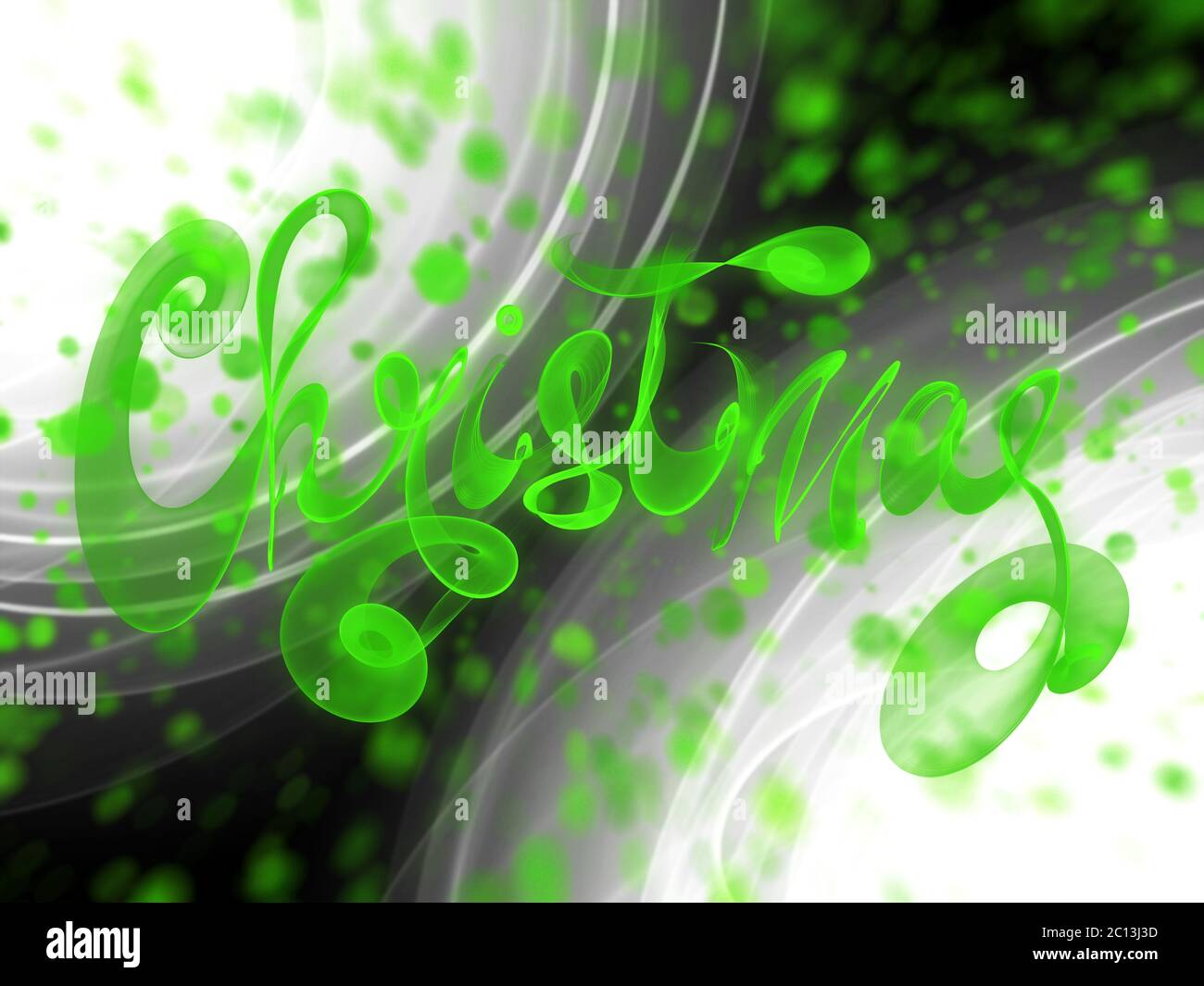 Christmas word lettering written with green fire flame or smoke on ...
