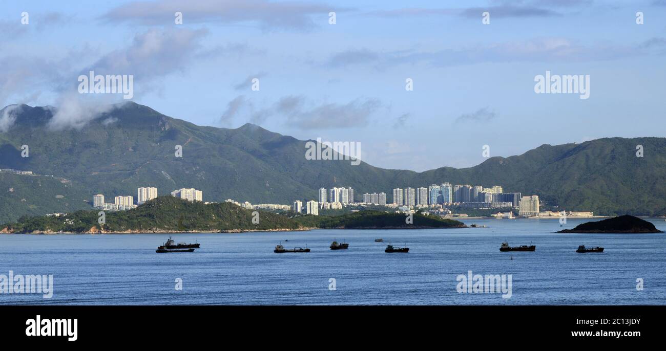 A faraway view of Peng Chau and Discovery Bay in Hong Kong Stock Photo - Alamy