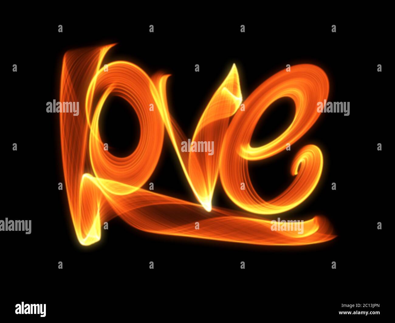 Love isolated word lettering written with fire flame or smoke on black ...