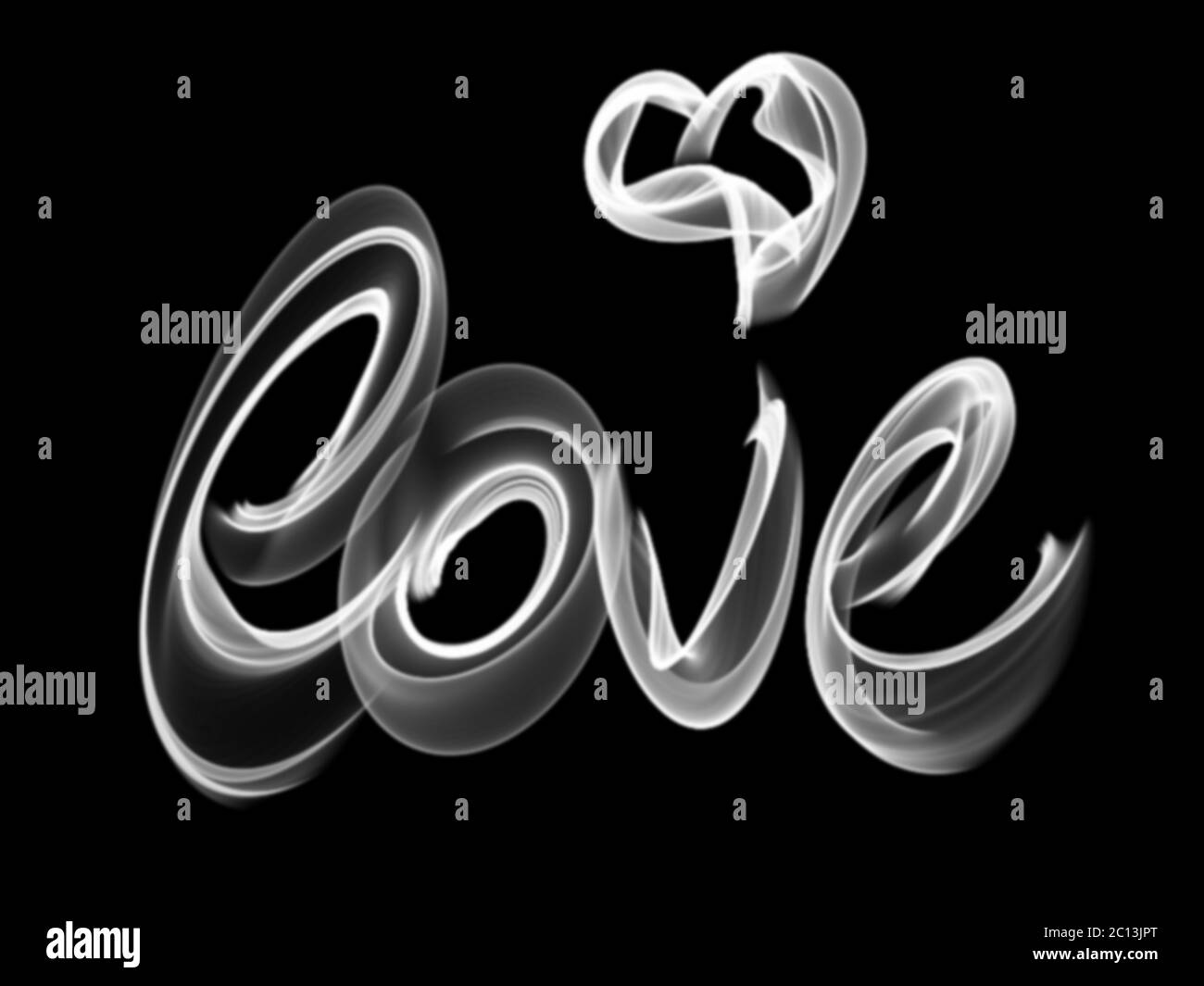 Love isolated word lettering and heart written with fire flame or smoke ...