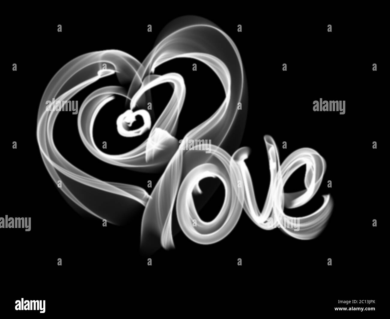 Love isolated word lettering and heart written with fire flame or smoke ...