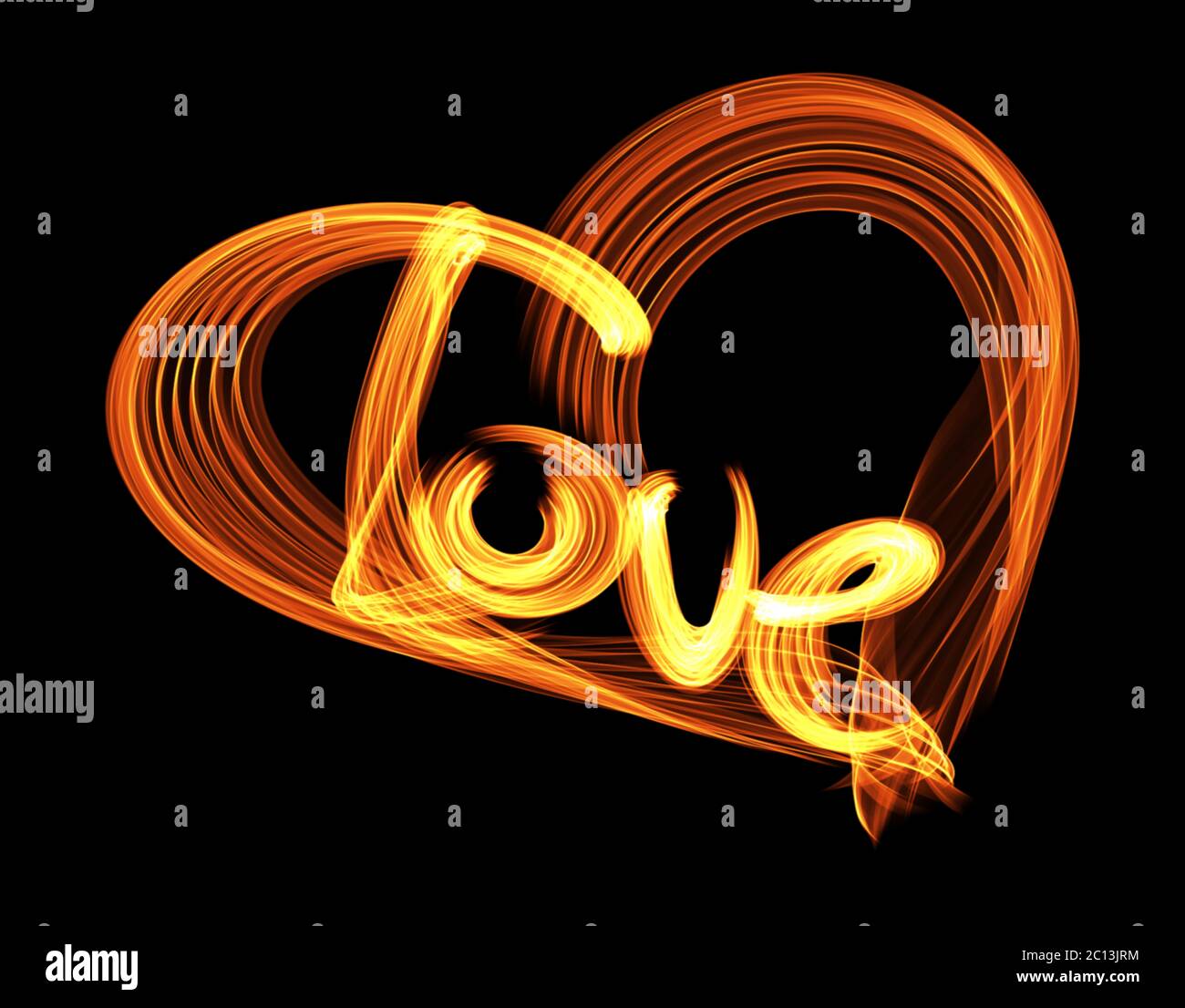Love isolated word lettering and heart written with fire flame or smoke ...