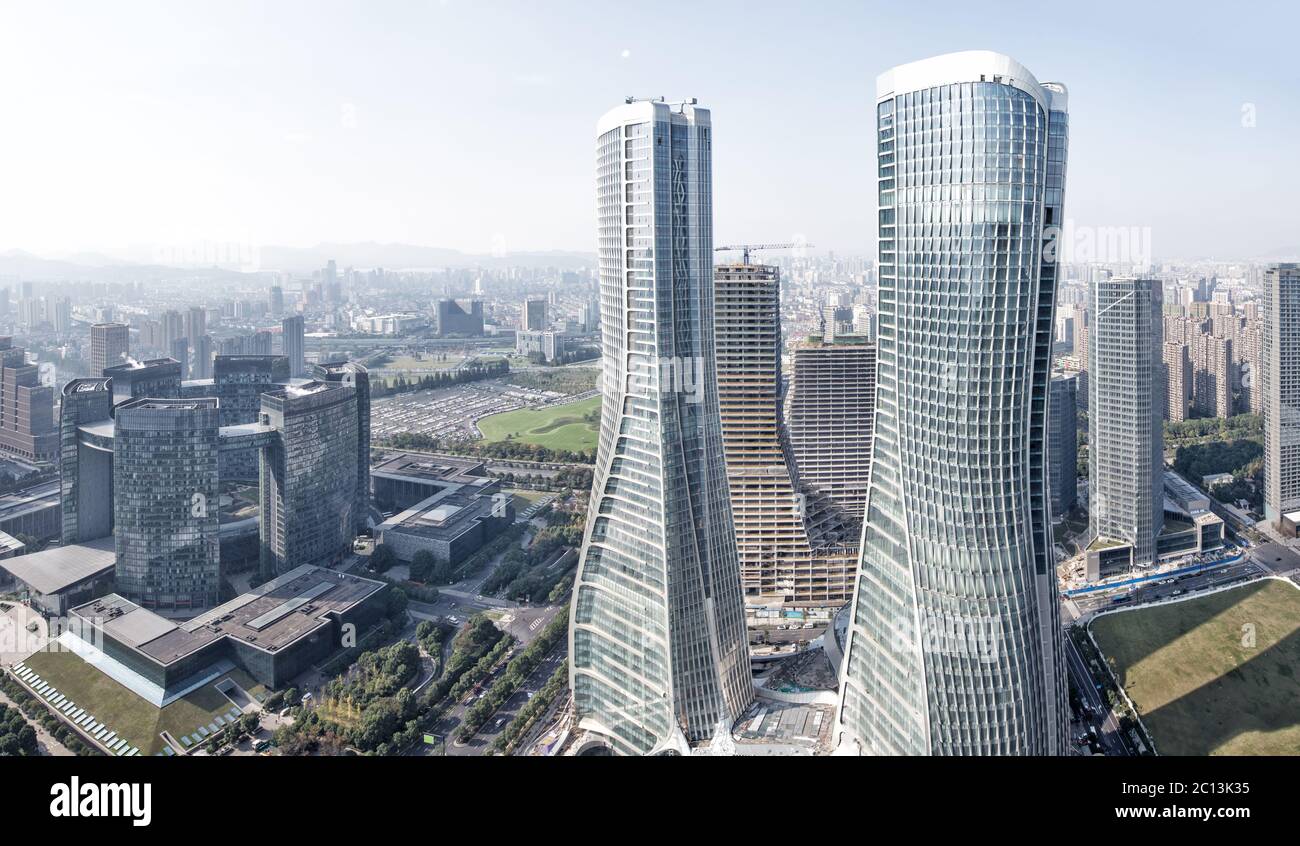 modern abstract buildings in hangzhou new city Stock Photo - Alamy