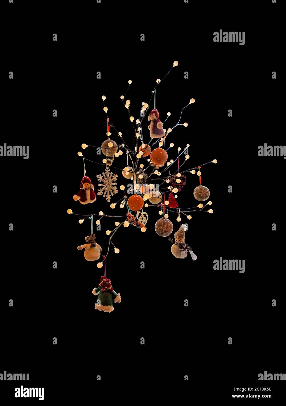 Christmas decorations light strings and baubles Stock Photo - Alamy