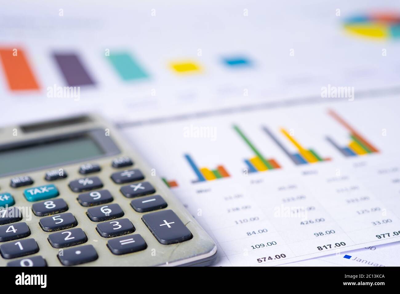 Calculator, Charts and Graphs spreadsheet paper. Finance, Account ...