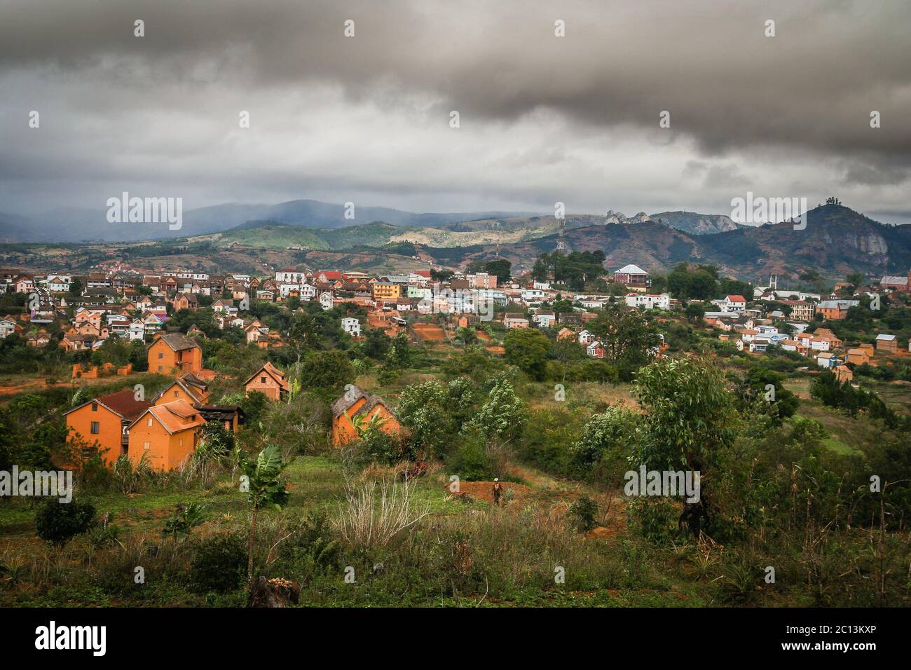 Madagascar town landscape Stock Photo - Alamy