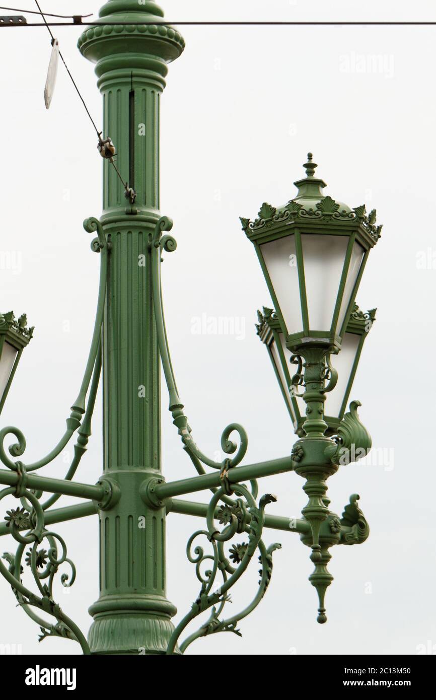 Photo of retro and green street lamp Stock Photo - Alamy