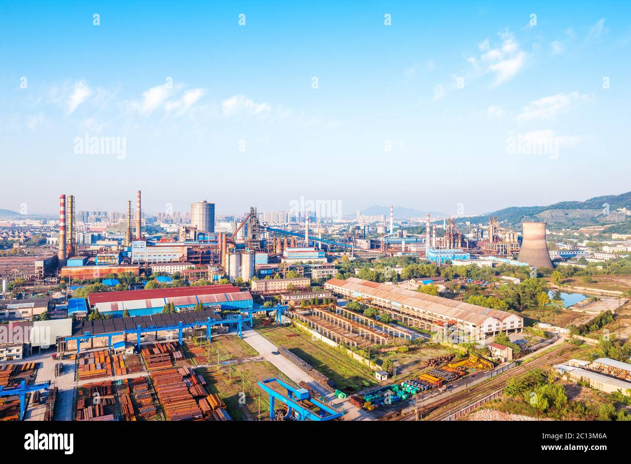 Constructions in power plant of modern steel factory Stock Photo - Alamy