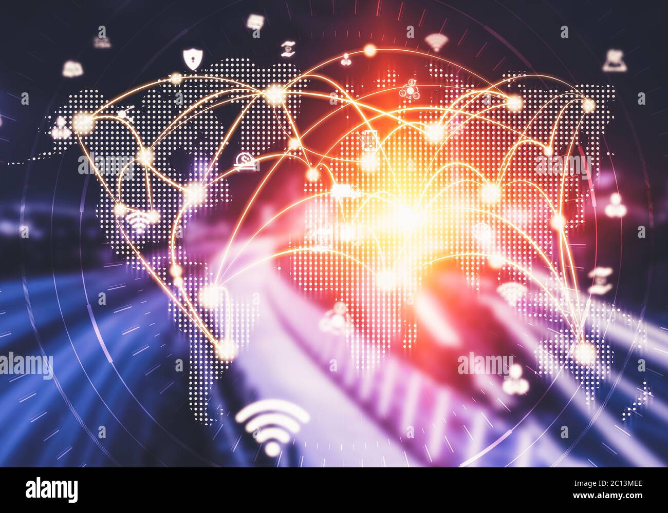 The modern creative communication and internet network connect in smart ...