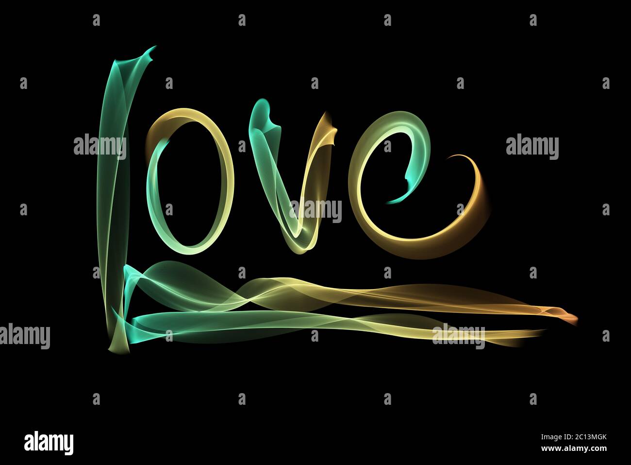 Love isolated word lettering written with fire flame or smoke on black ...