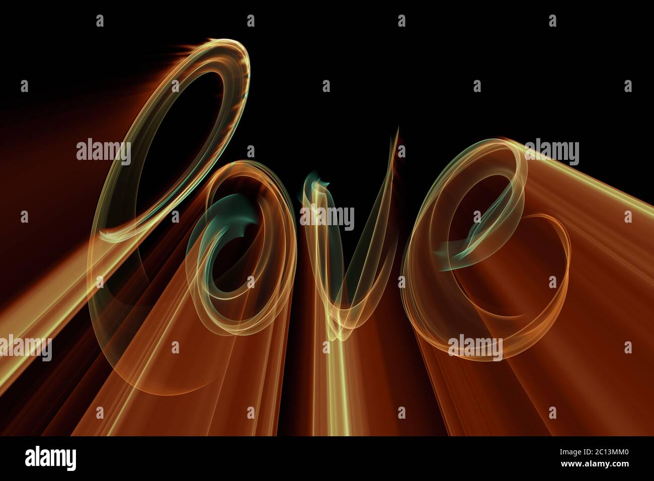 Love isolated word lettering written with fire flame or smoke on black ...