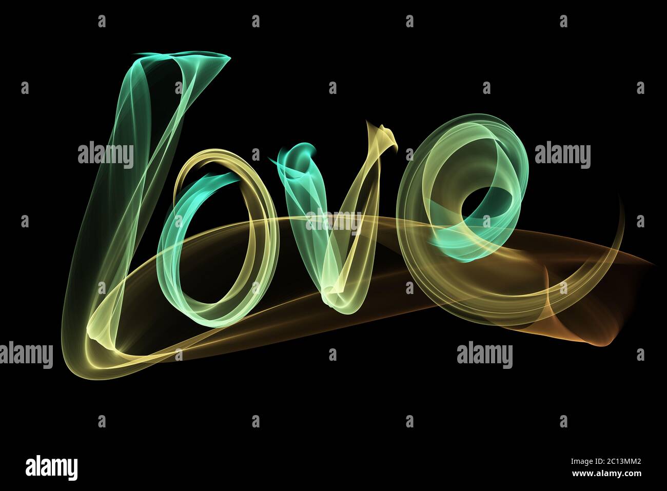 Love isolated word lettering written with fire flame or smoke on black ...