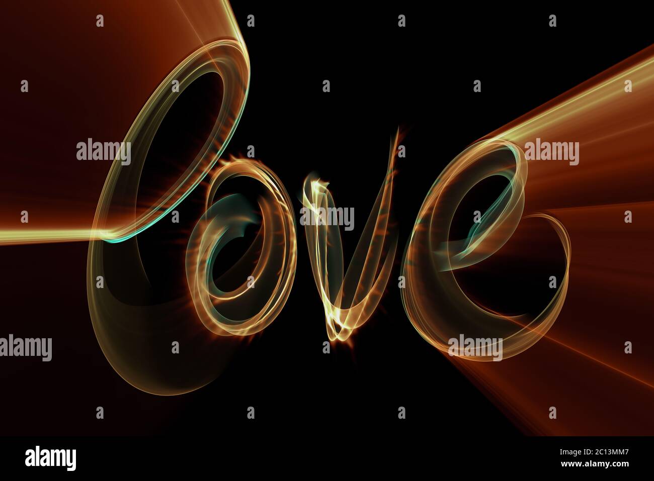 Love isolated word lettering written with fire flame or smoke on black ...