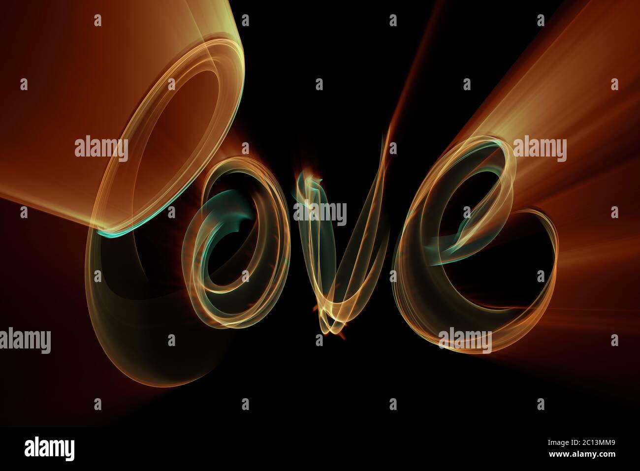 Love isolated word lettering written with fire flame or smoke on black ...