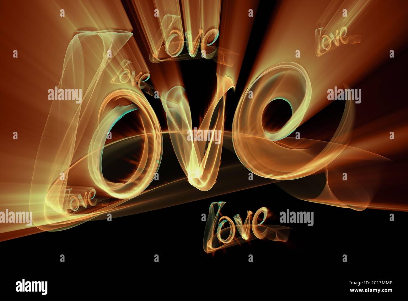 Love isolated word lettering written with fire flame or smoke on black ...