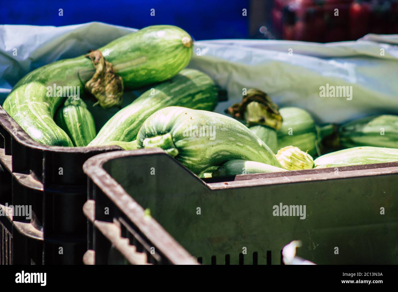 Limassol Cyprus June 13, 2020 View of various vegetables sold at the ...