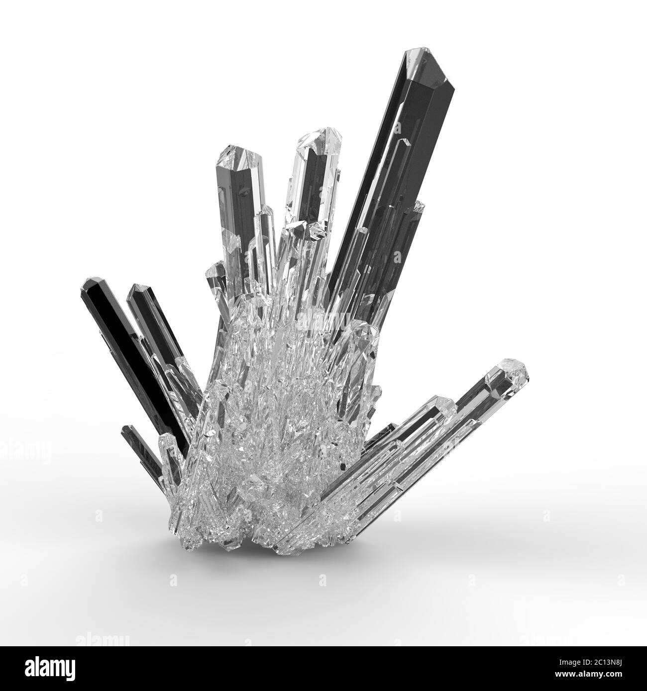 Crystal Stone macro mineral, quartz on white background. 3d ...