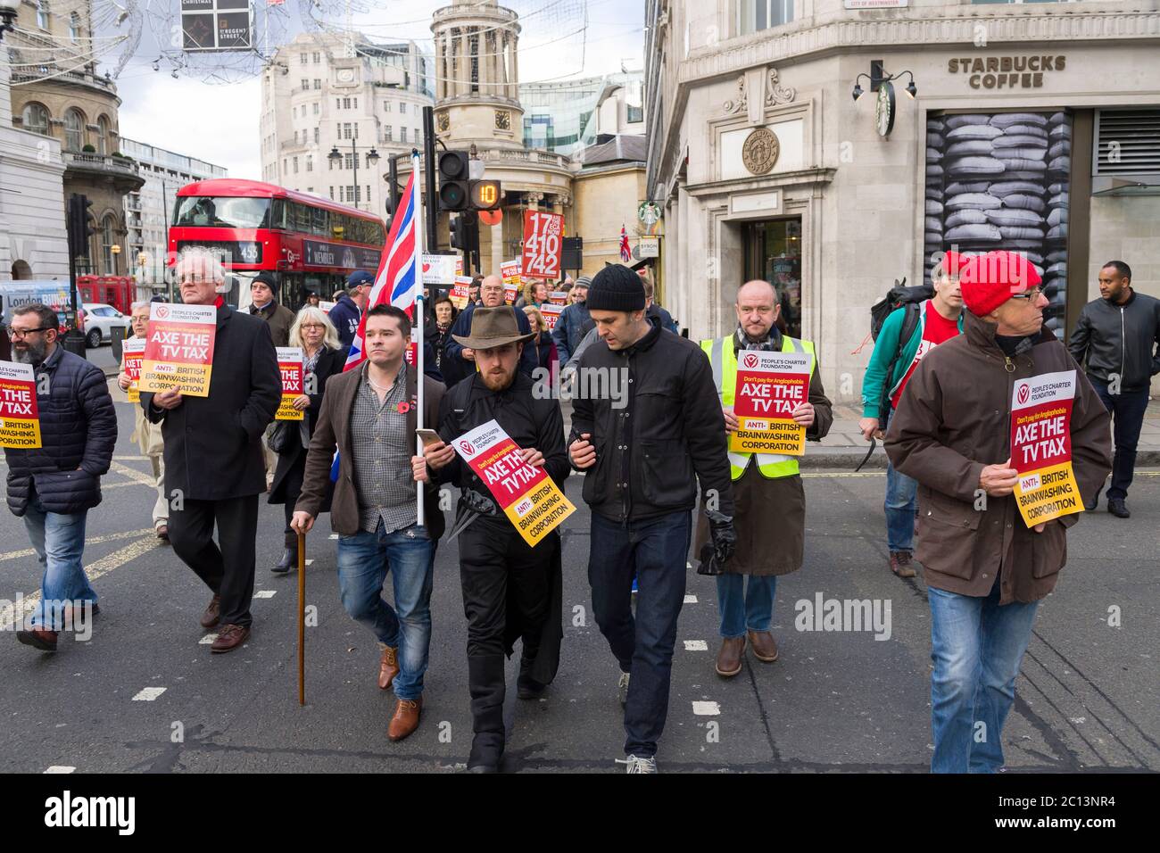 An anti BBC demonstration, outside Broadcasting House, the HQ of the ...