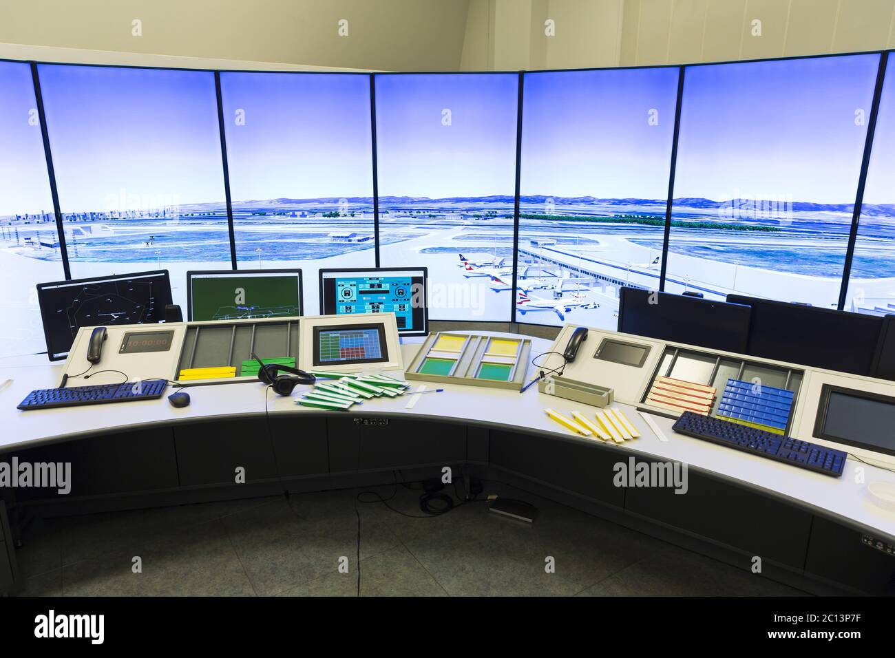 Air Traffic Services Authority controller's desk Stock Photo - Alamy
