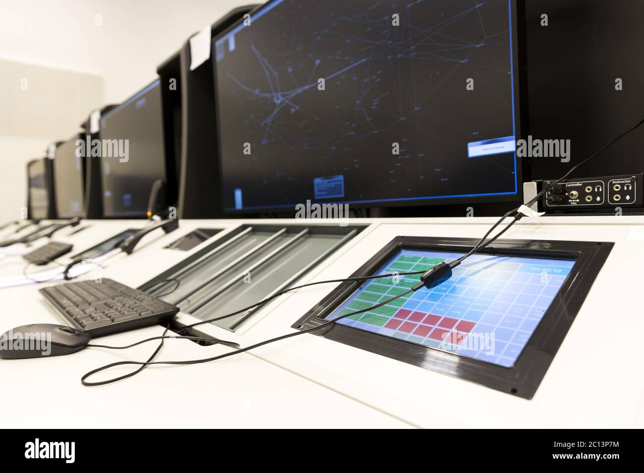 Air Traffic Services Authority controller's desk Stock Photo - Alamy