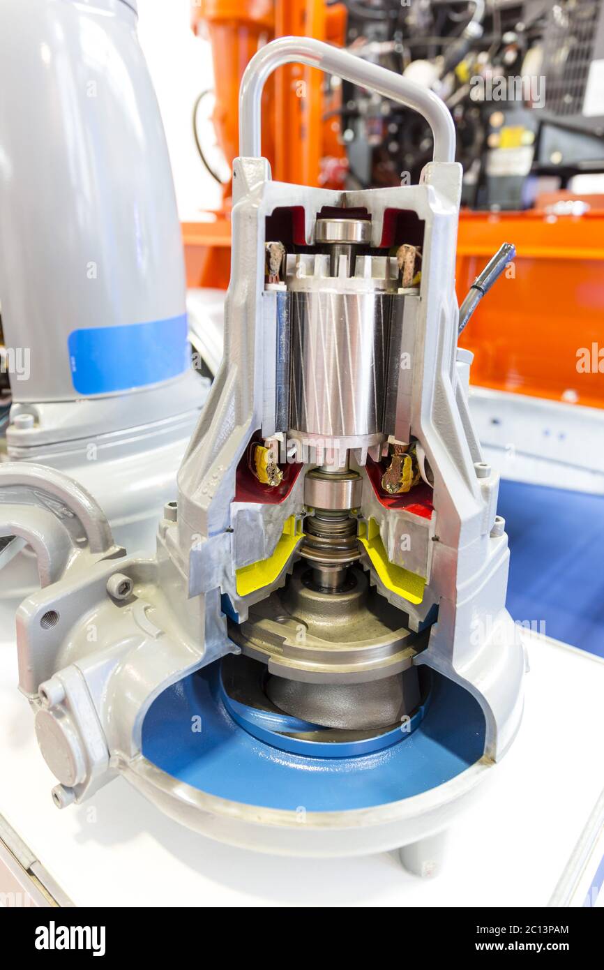 Sliced water turbine. Inside rotor view Stock Photo - Alamy