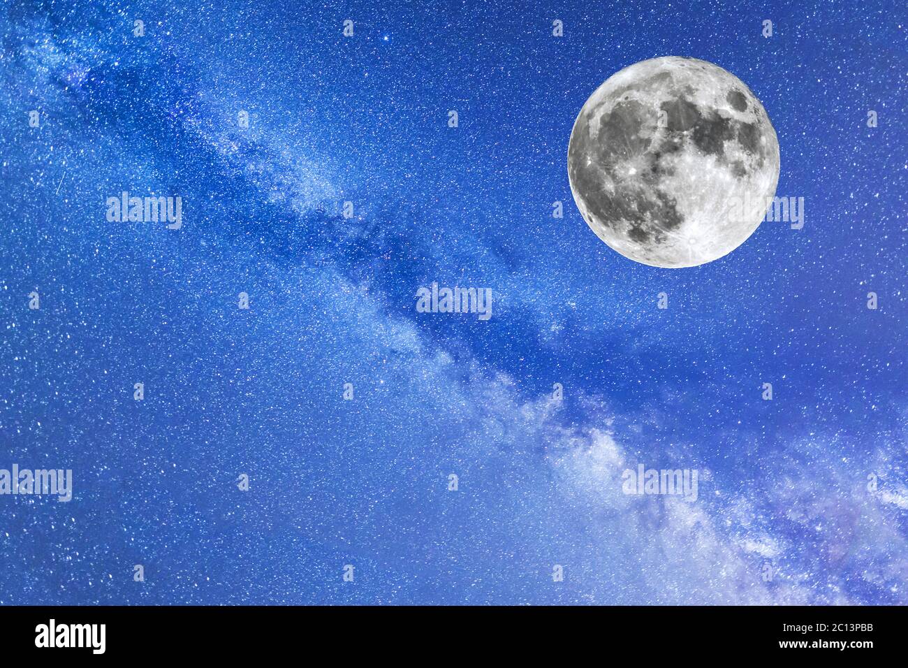 Milky Way and the full Moon Stock Photo - Alamy