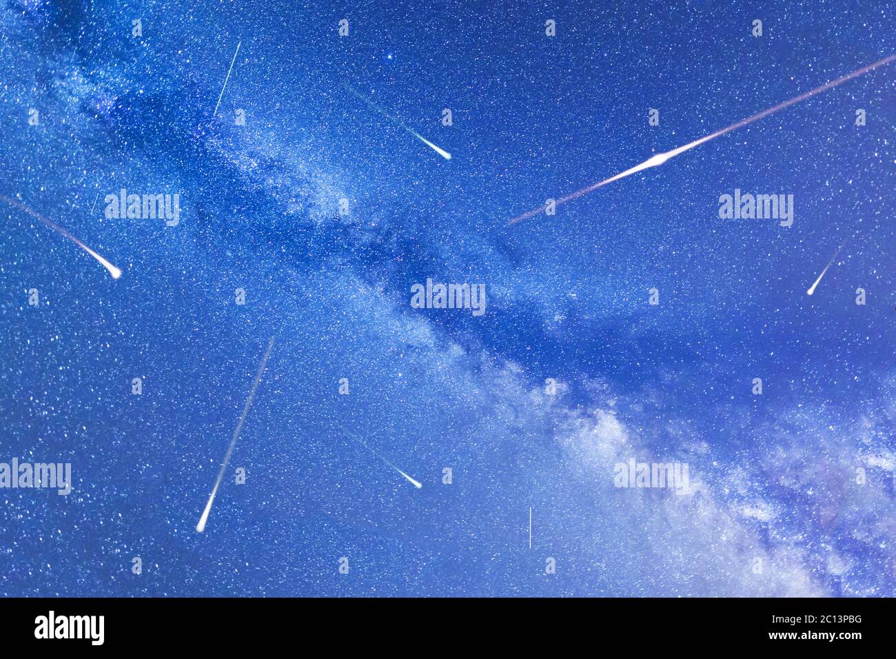 Perseid Meteor Shower in 2016. Falling stars. Milky Way Stock Photo - Alamy