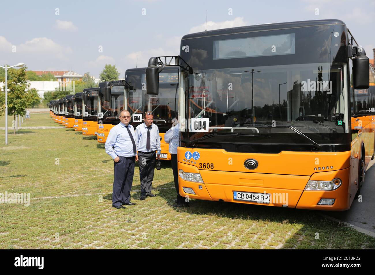 Public transportation new busses drivers Stock Photo - Alamy