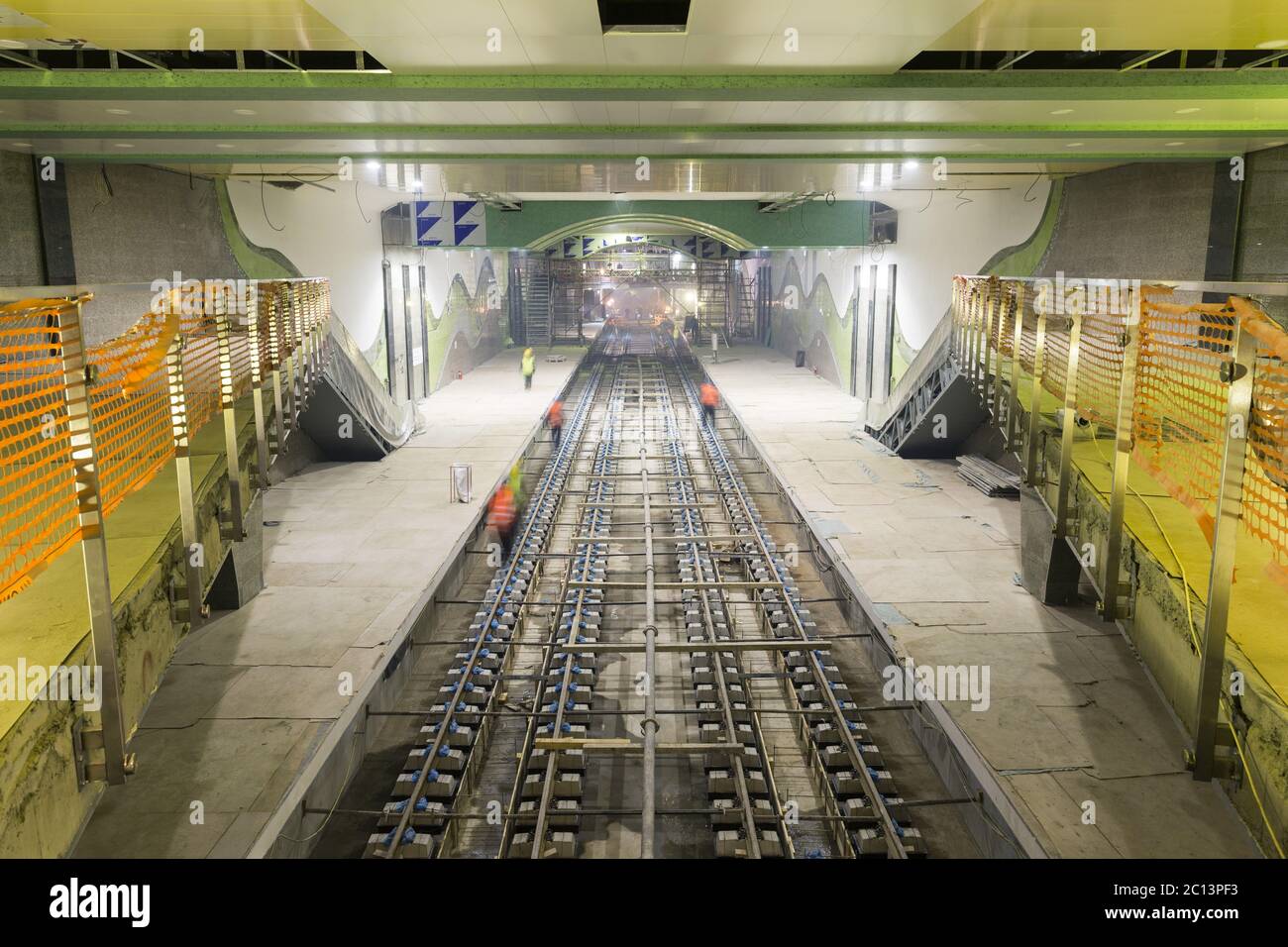 Subway rails during tunnel construction Stock Photo - Alamy