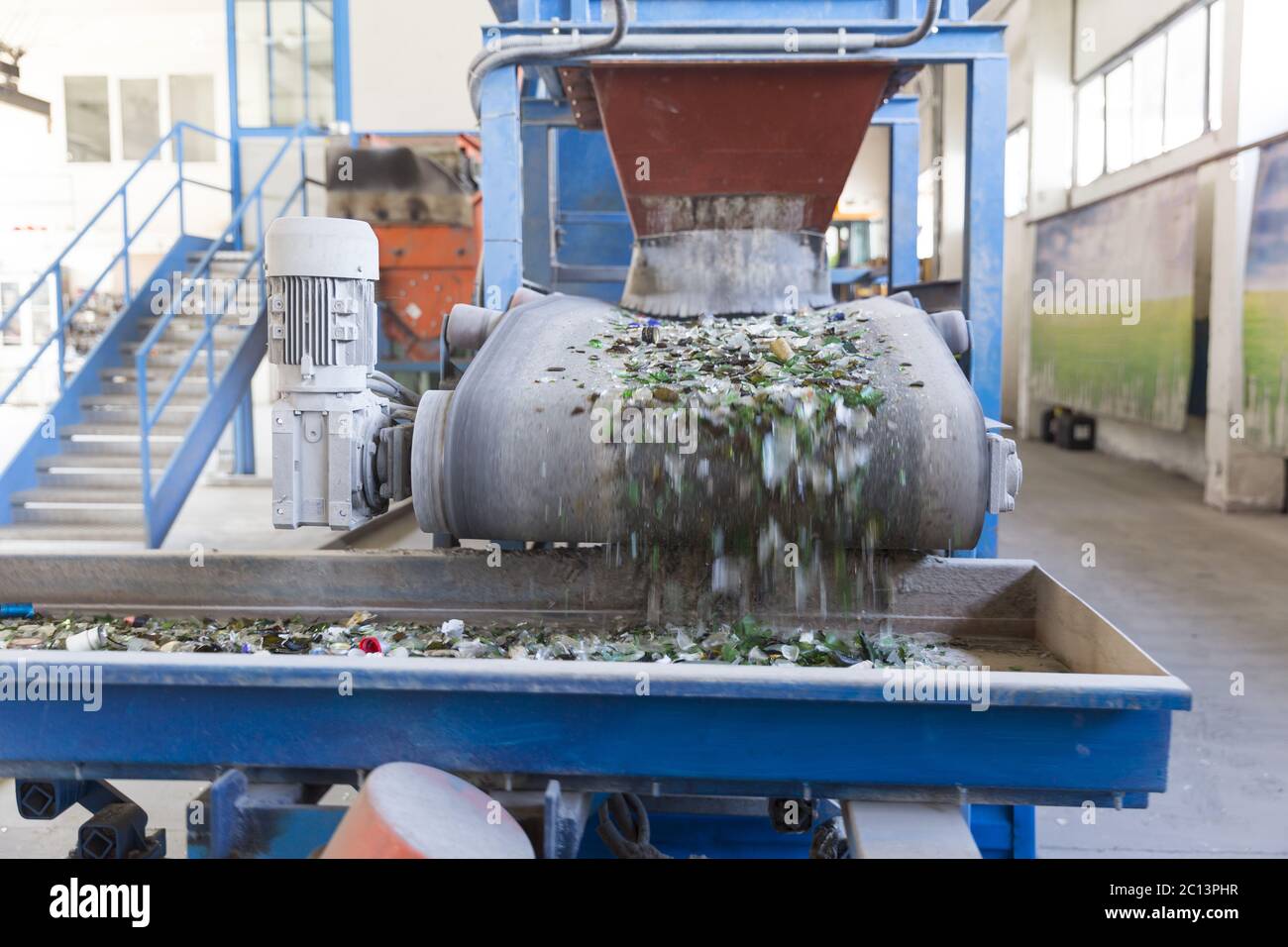 Glass waste in recycling facility. Glass particles Stock Photo - Alamy
