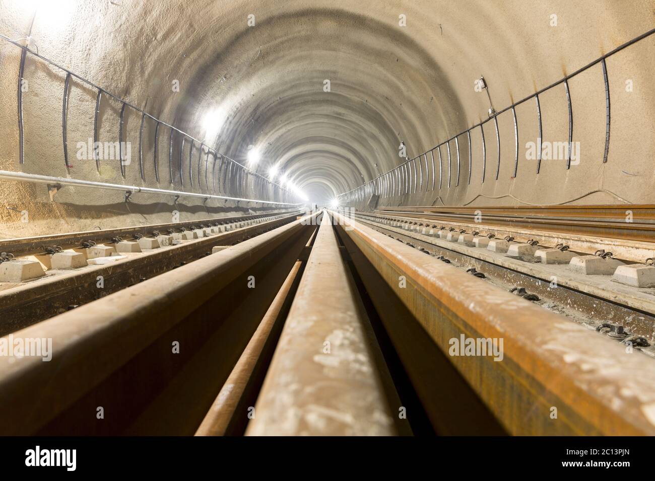 Subway tunnel rails Stock Photo - Alamy