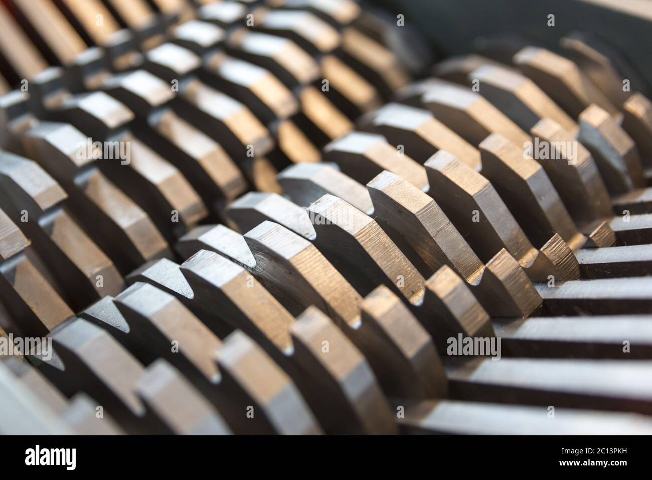 Steel blades of a cutting machine close up Stock Photo - Alamy