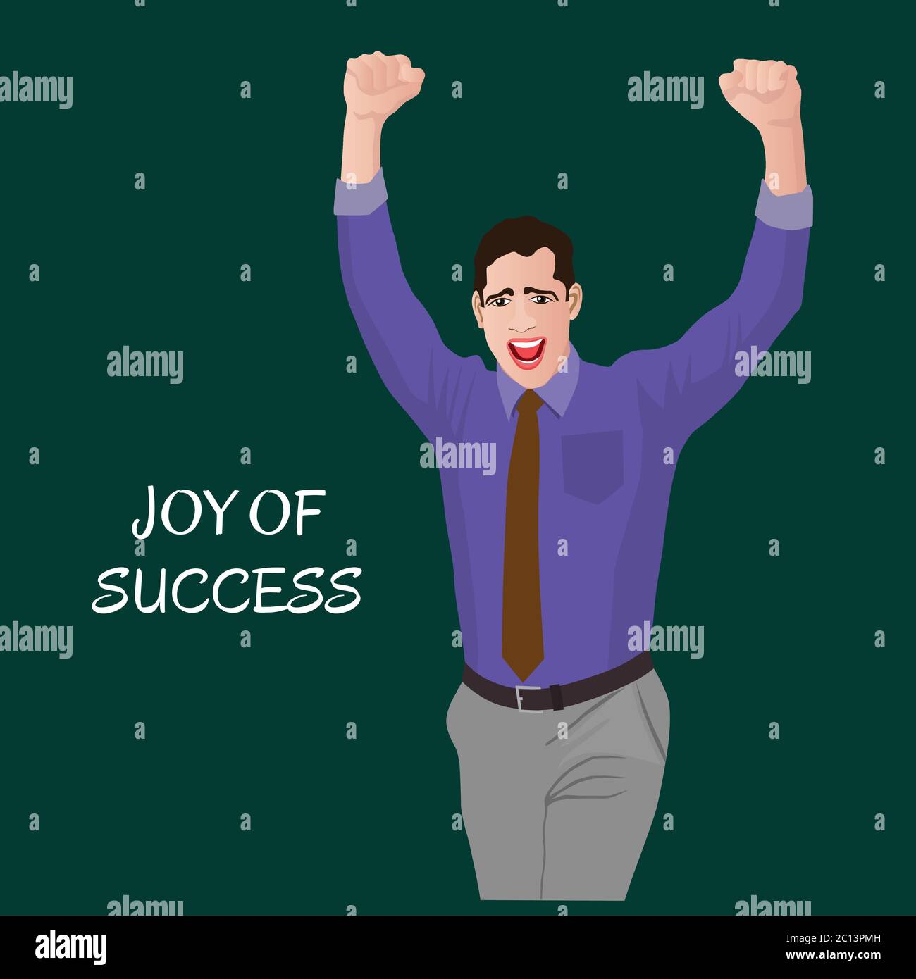 successful businessman with raising hand enjoying his success. Business ...