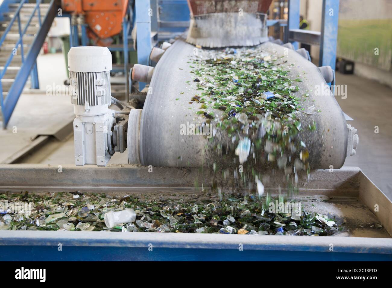 Glass waste in recycling facility. Glass particles Stock Photo - Alamy