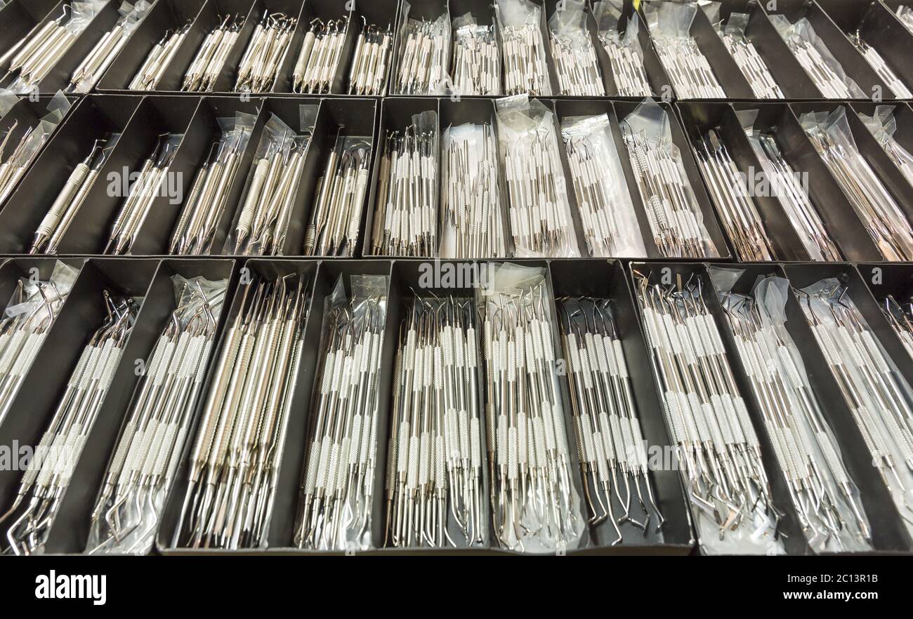 Dental instruments for stomatology practice Stock Photo - Alamy