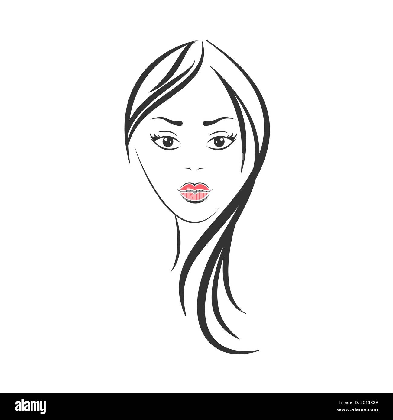 Drawn vector face of a girl isolated on a white background Stock Vector ...