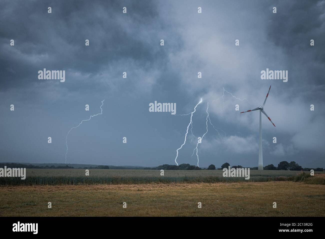 Lightning storm wind turbine hi-res stock photography and images - Alamy