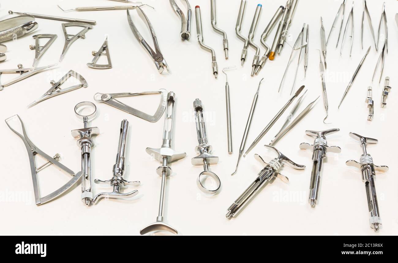 Dental instruments for stomatology practice Stock Photo - Alamy