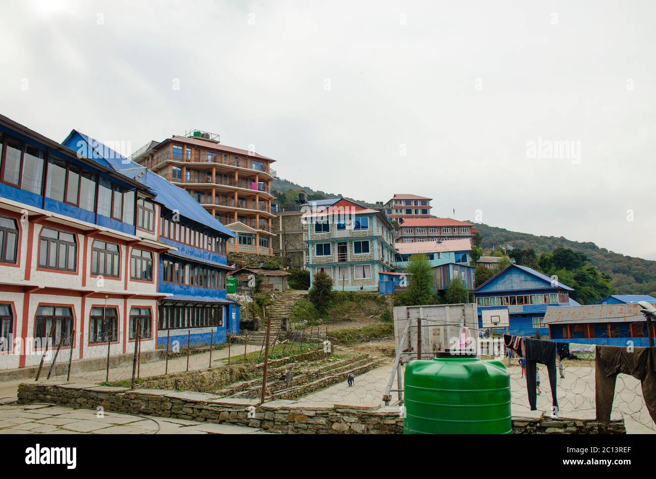 landscape houses in the mountains of Nepal autumn Himalayas Stock Photo ...